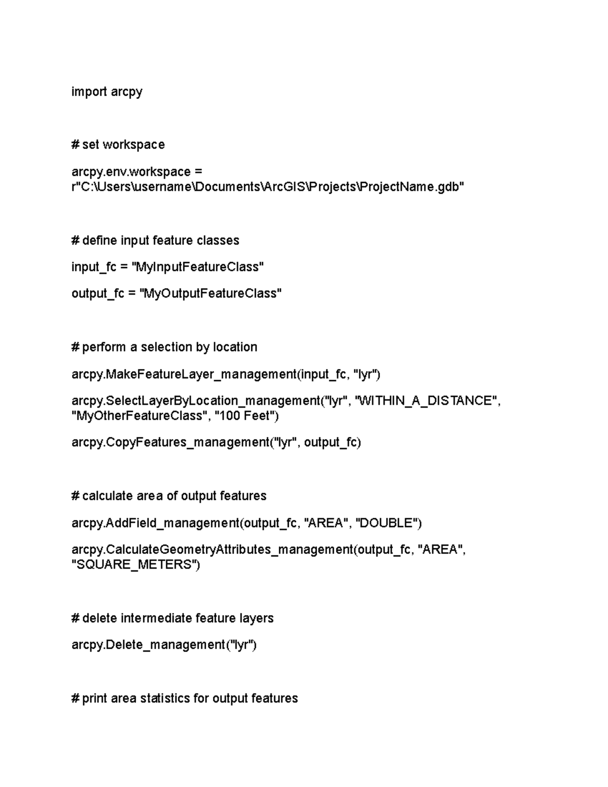 Python Code part 3 - Code for meeting 1 - import arcpy set workspace arcpy.env = - Studocu