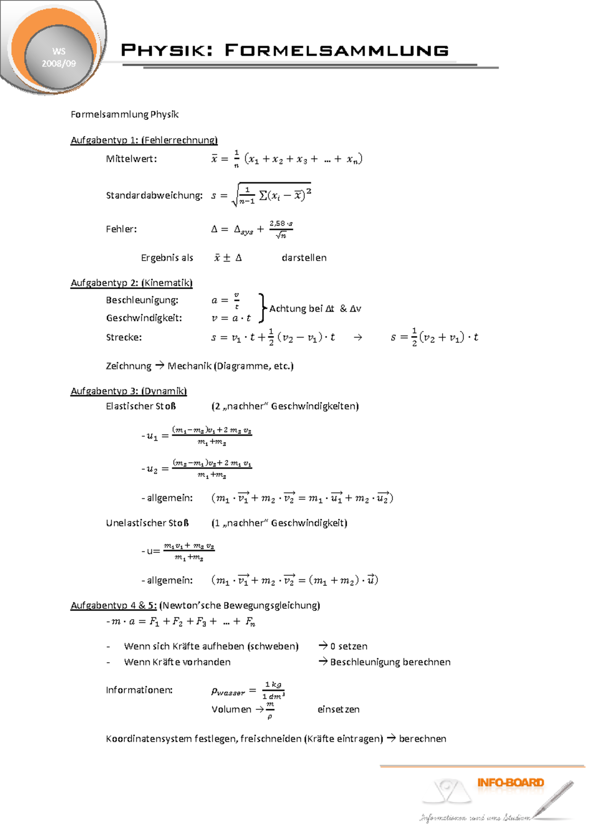 Physik - Formelsammlung - Physik: Physik: Formelsammlung WS ...