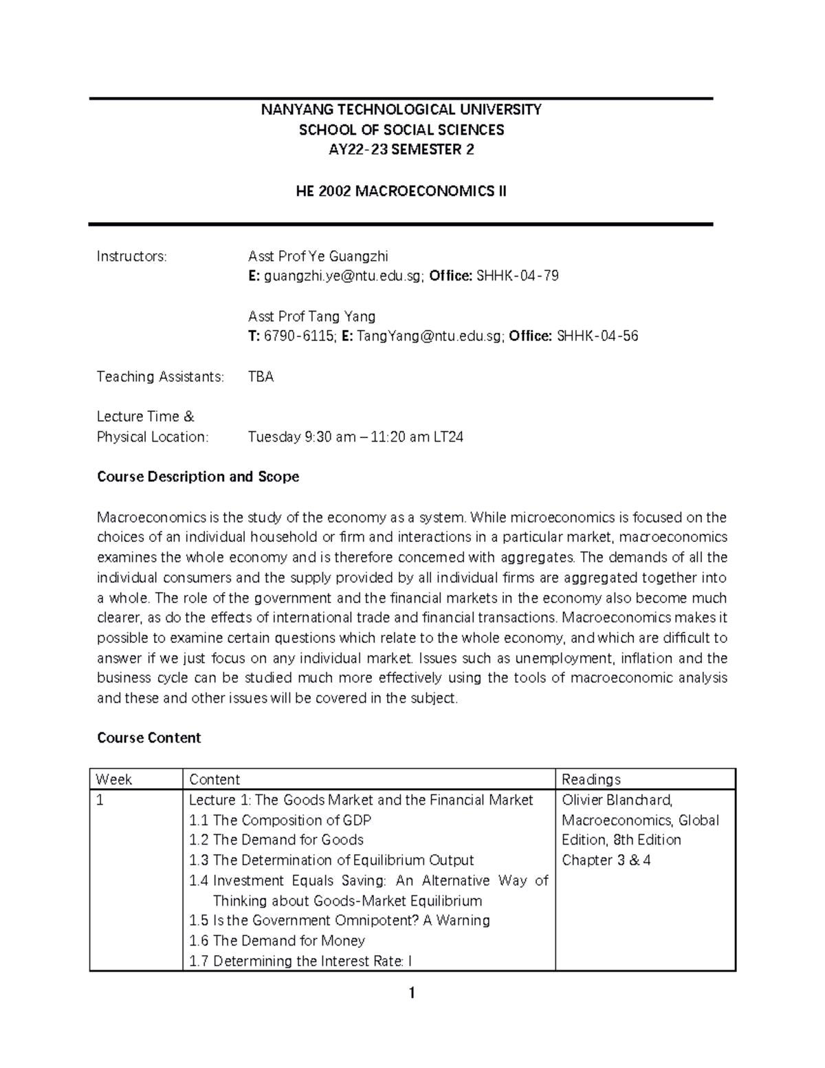 HE2002 Course Outline - NANYANG TECHNOLOGICAL UNIVERSITY SCHOOL OF ...