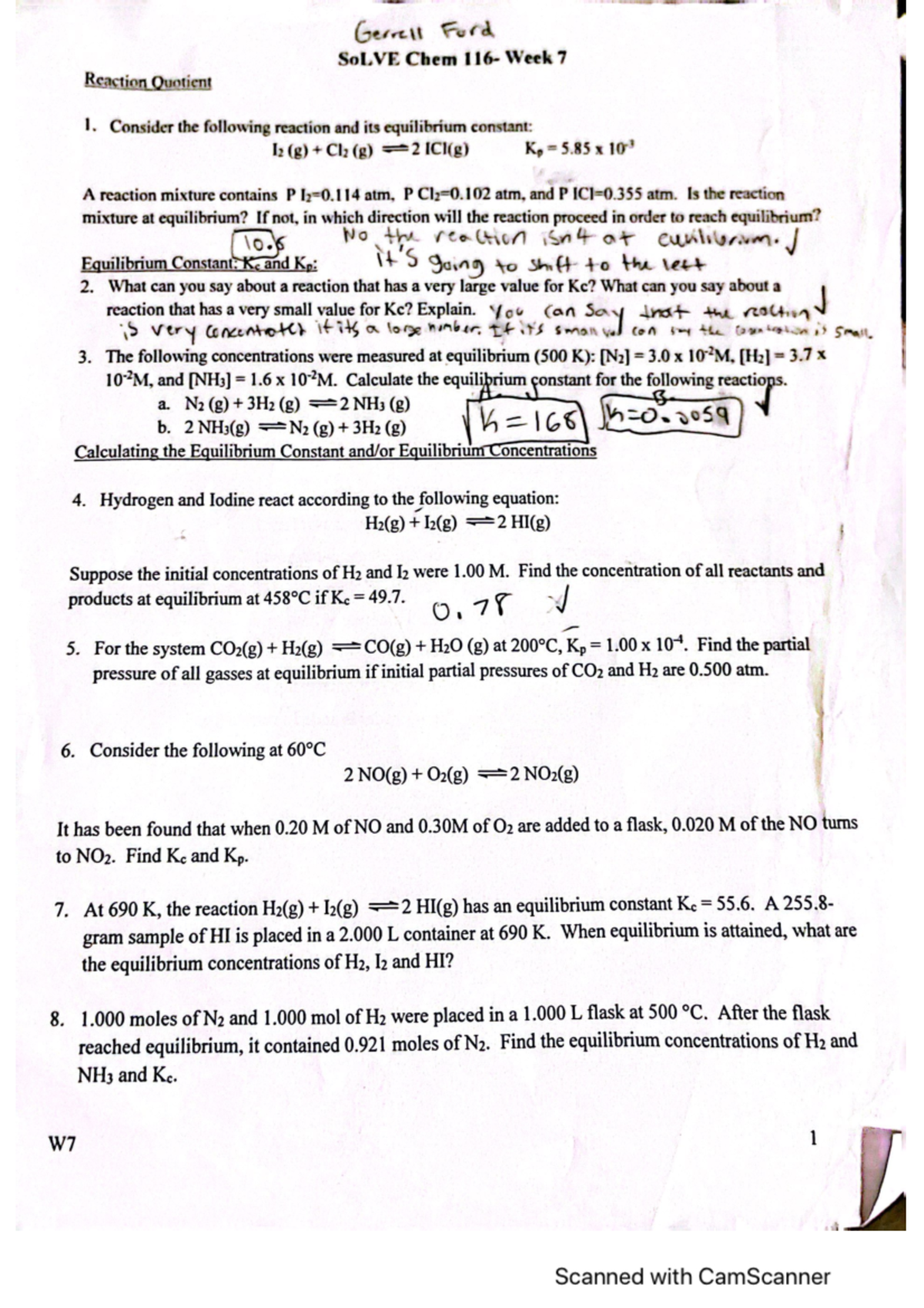 Gen Chem 2 worksheet - CHE 112 - Studocu