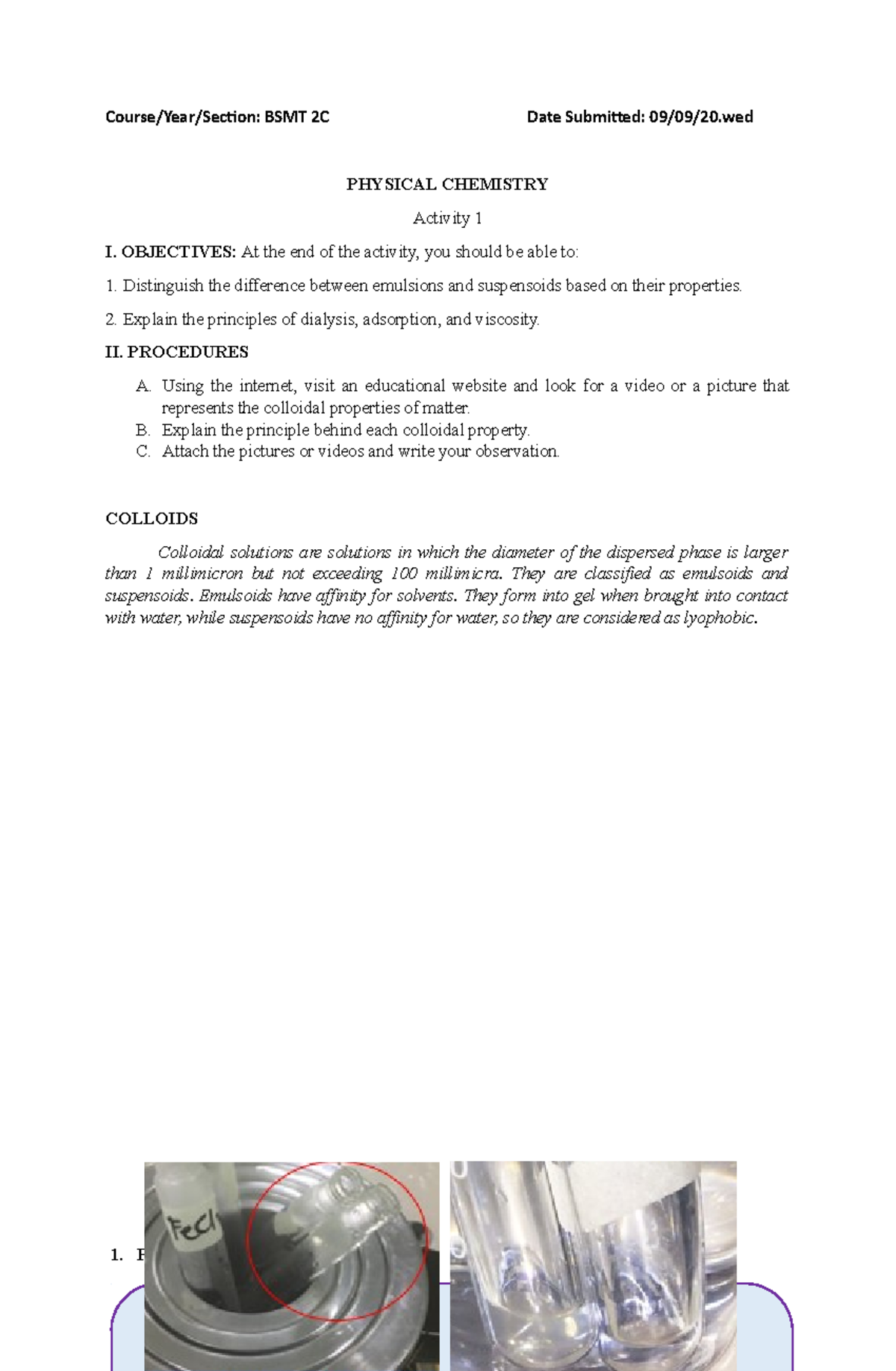 Physical Chemistry Activity-1-(Biochem LAB) - Course/Year/Section: BSMT ...