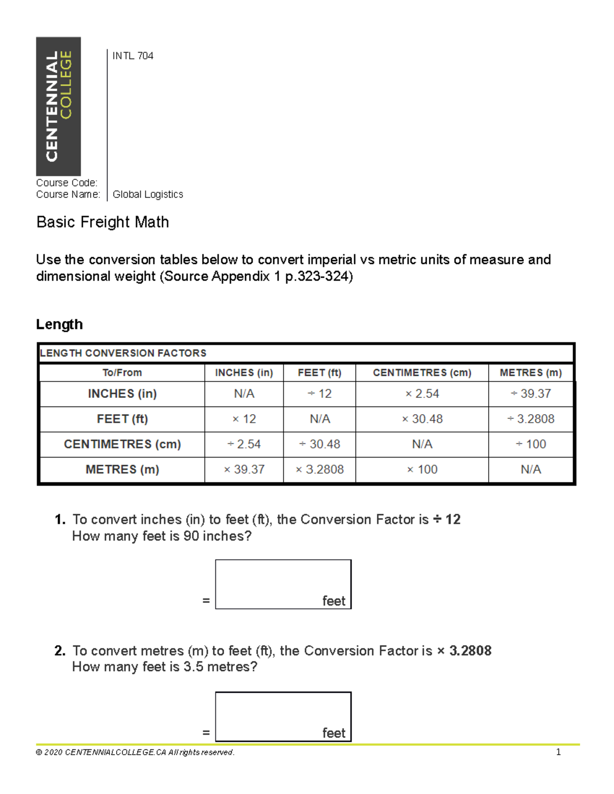 INTL704-Mod-02-Basic Freight Math - Course Code: INTL 704 Course Name ...