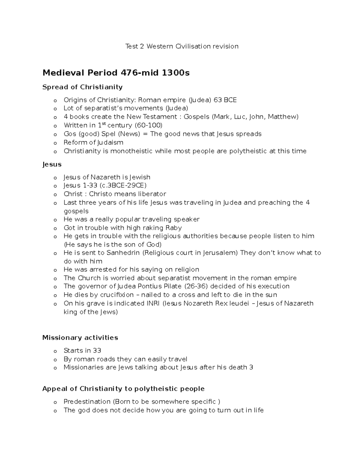 Test 2 Western Civilisation revision - Test 2 Western Civilisation ...