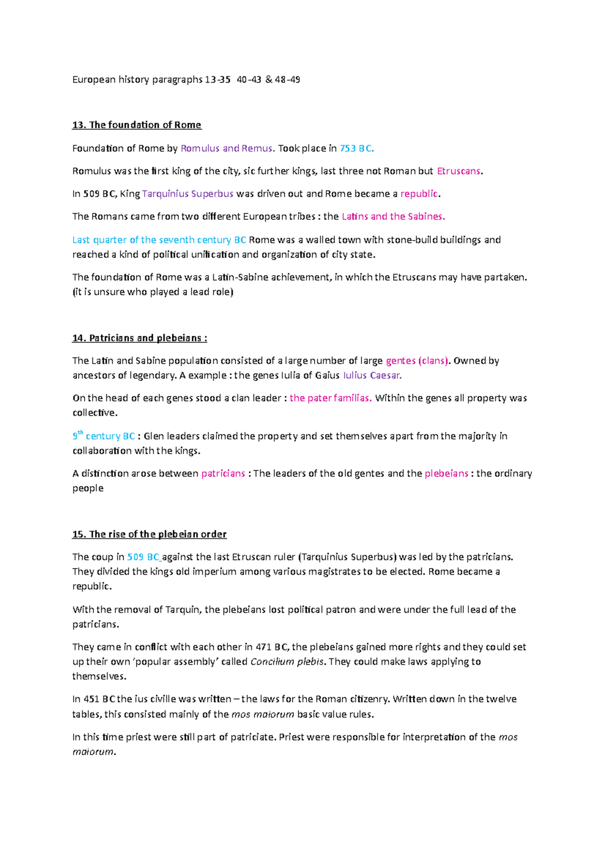 European history summary - European history paragraphs 13-35 40-43 & 48 ...