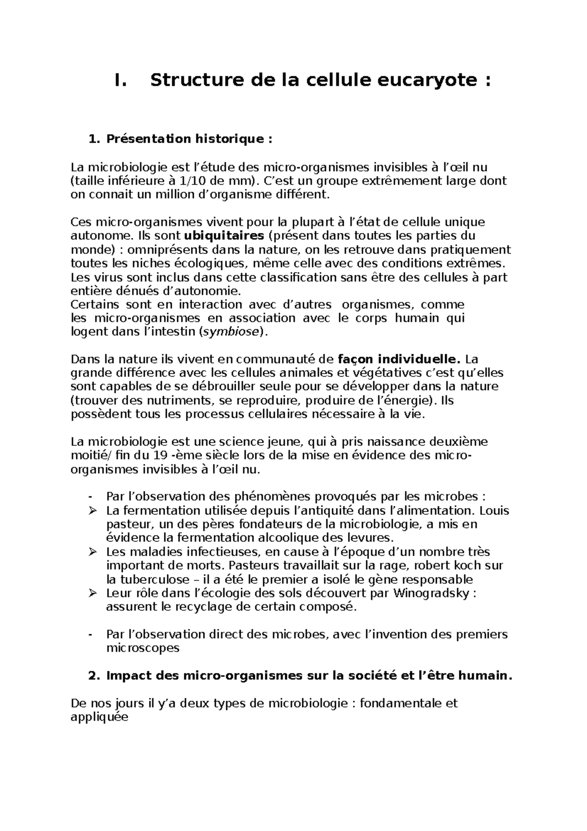 Structure De La Cellule Eucaryote I Structure De La Cellule Eucaryote Présentation