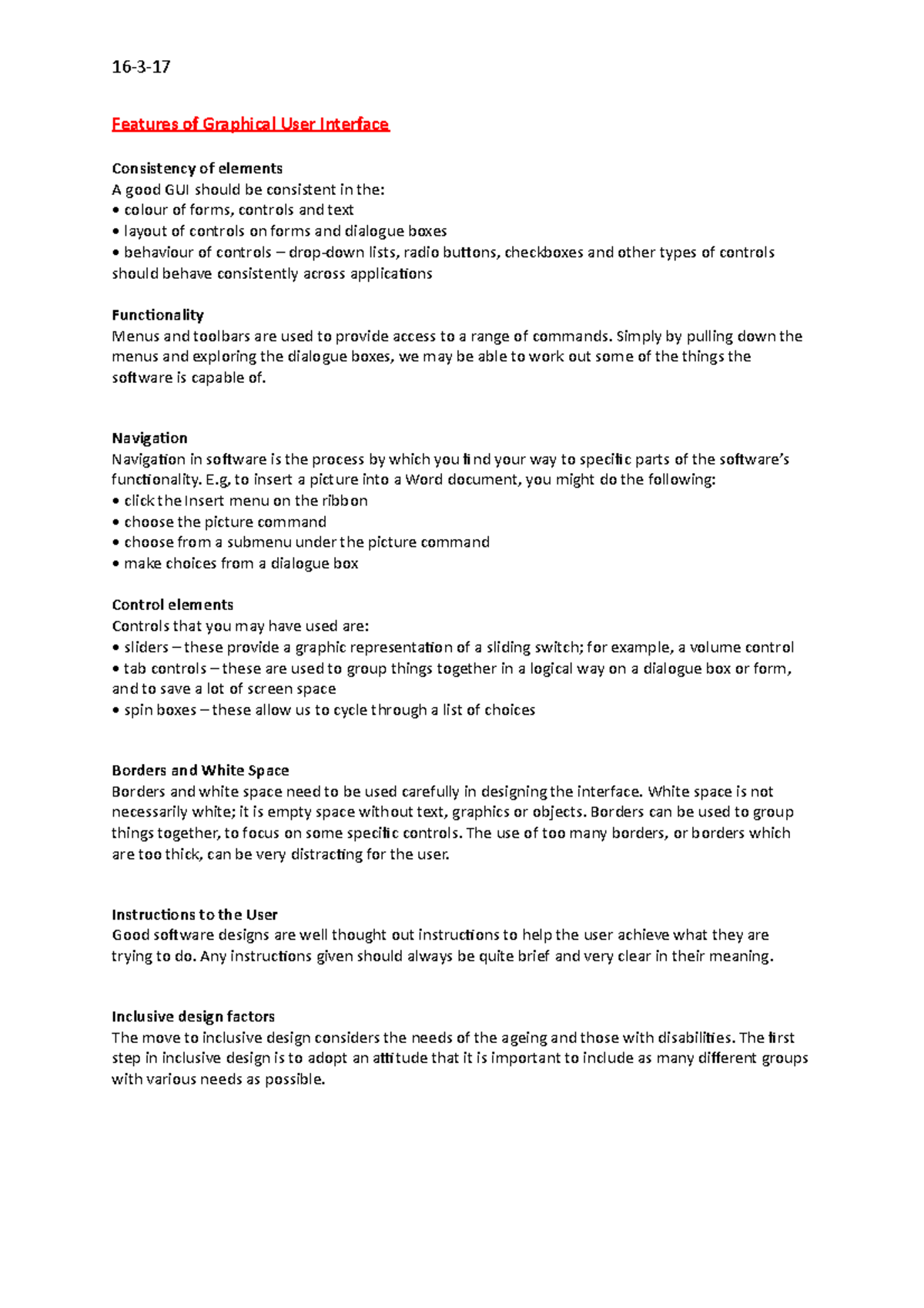 Features of GUI - Features of Graphical User Interface Consistency of ...