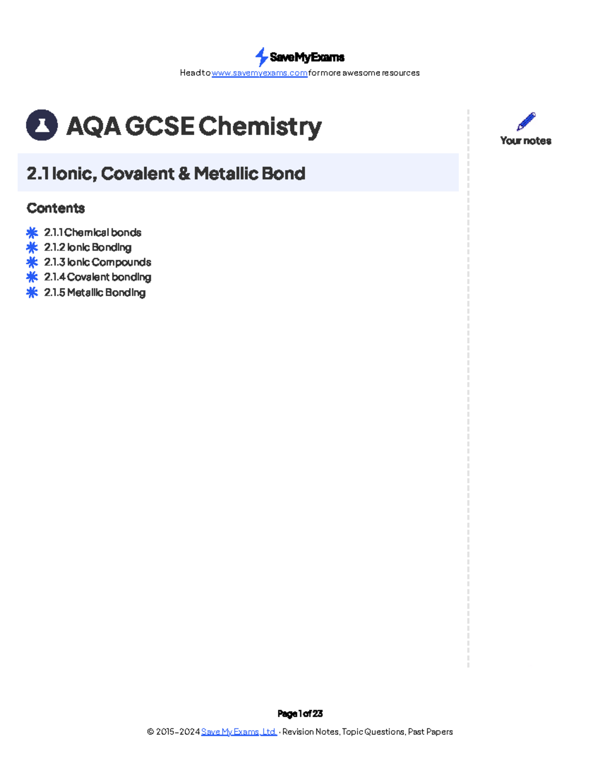 chemistry topic 2 AQA - Page 1 of 23 AQA GCSE Chemistry 2 Ionic ...
