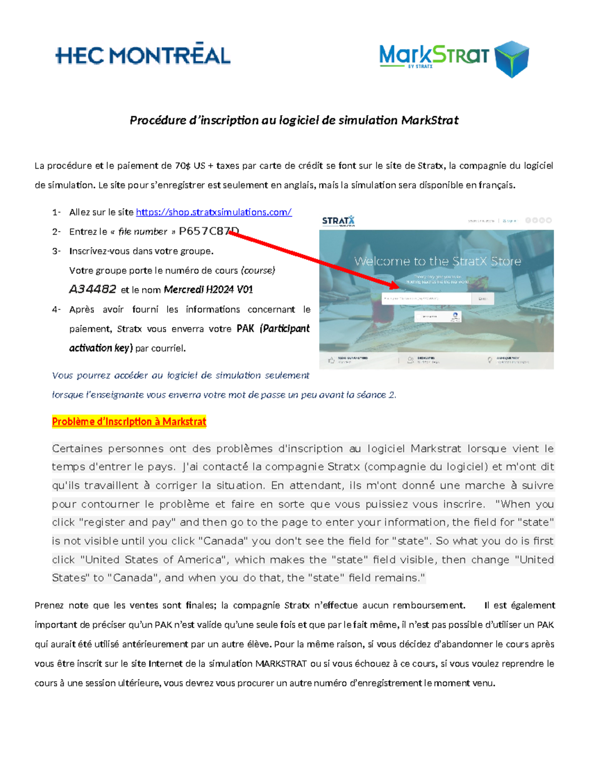 Procédure d inscription à la simulation Mark Strat H2024 Mercredi H2024 V01 - Procédure - Studocu