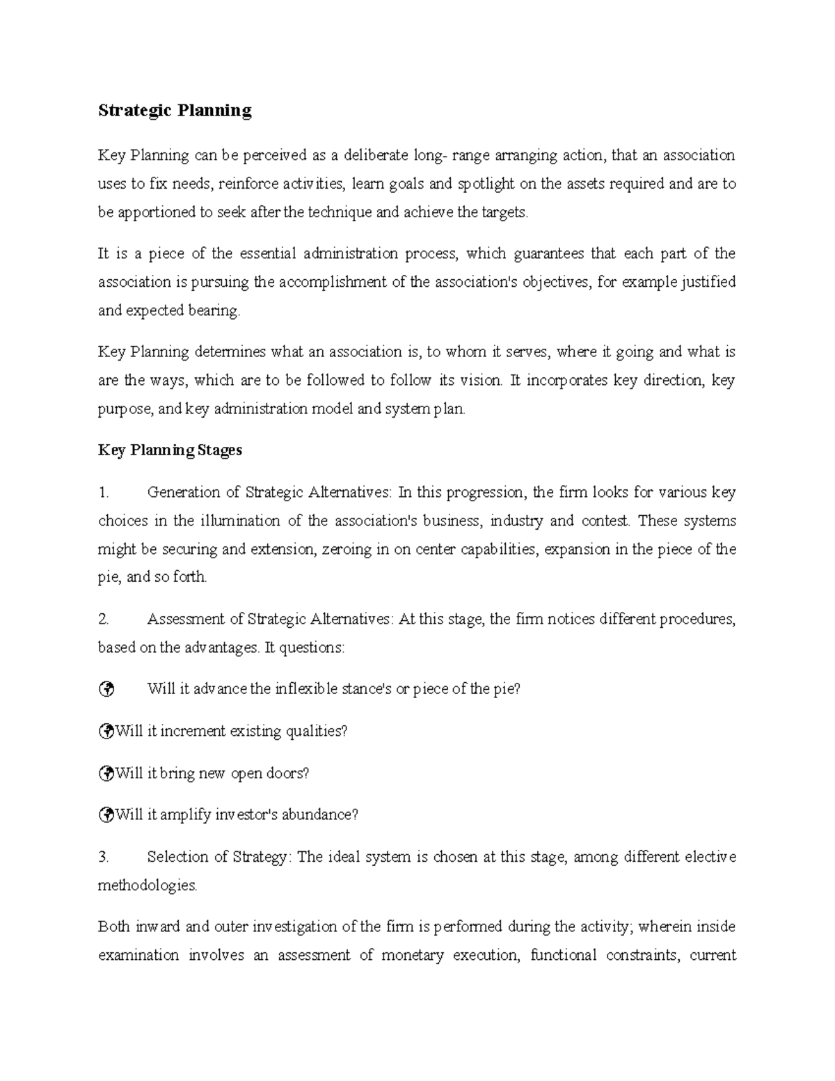 Strategic Planning - Strategic Planning Key Planning can be perceived ...