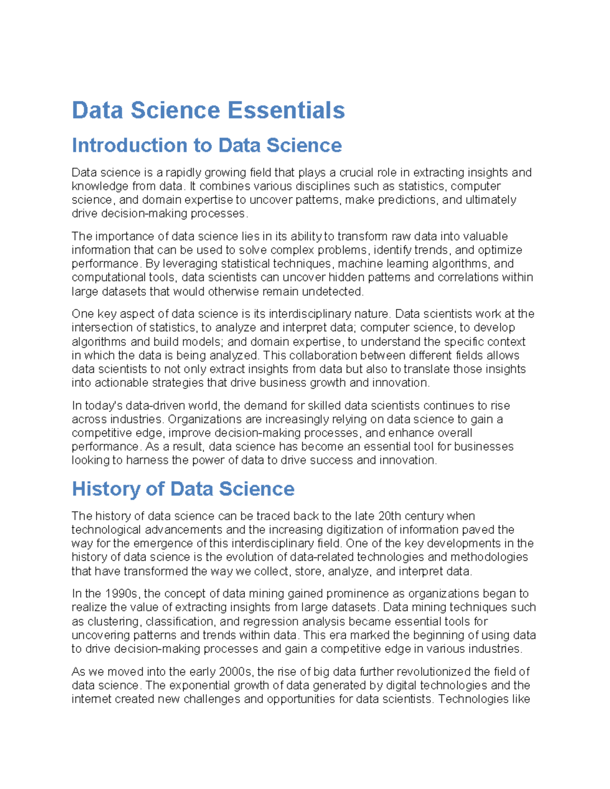 Data Science Essentials - Data Science Essentials Introduction to Data ...