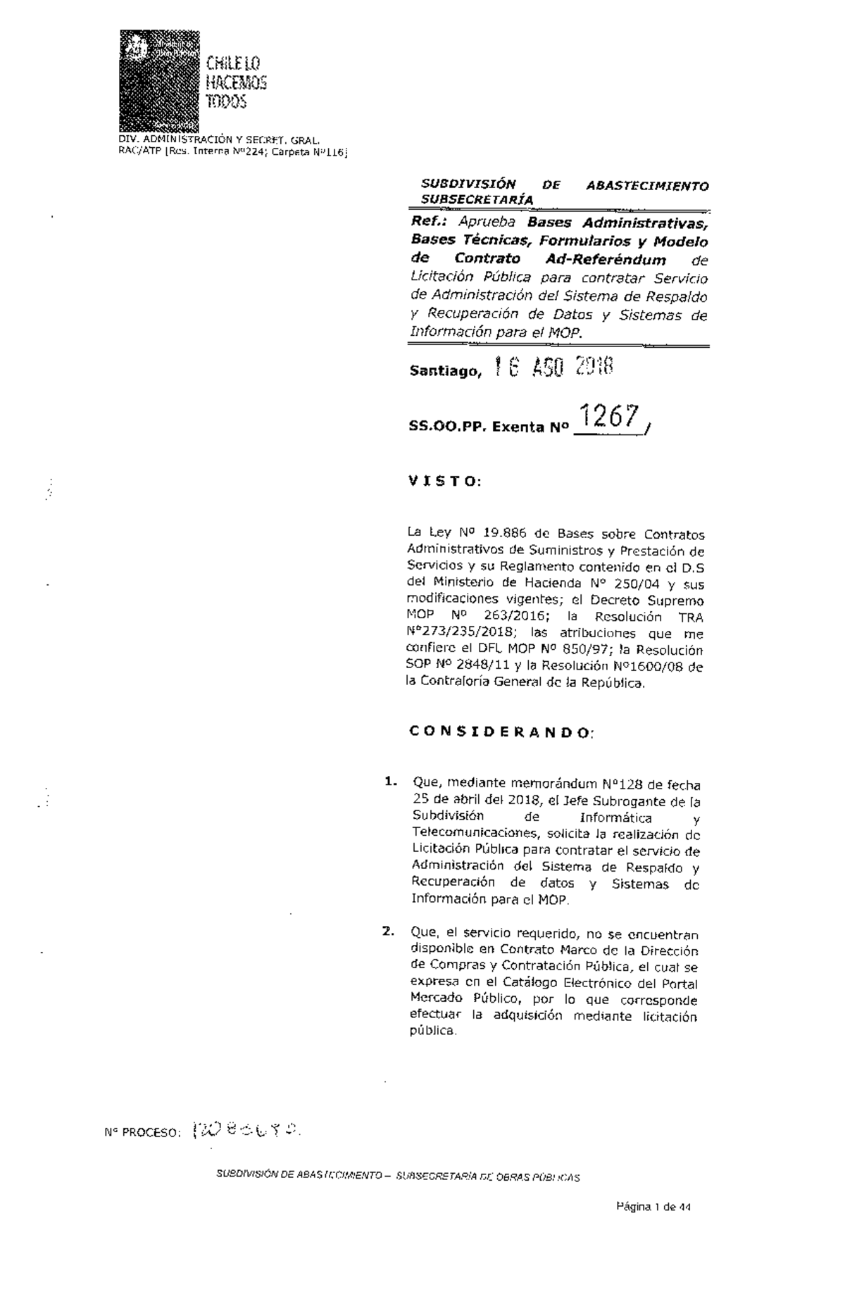 RES 1267 16-08-2018 Bases Respaldo y Recuperación de Datos ... RES 1267 16-08-2018 Bases Respaldo y Recuperación de Datos ...