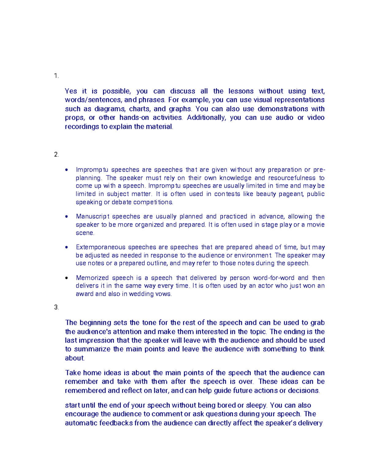 Final-EXAM - exam answers - Yes it is possible, you can discuss all the ...