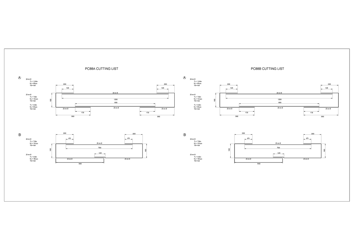 tutorial work practice - PC88A CUTTING LIST TL = 12 No. = 98 pcs TW = N ...