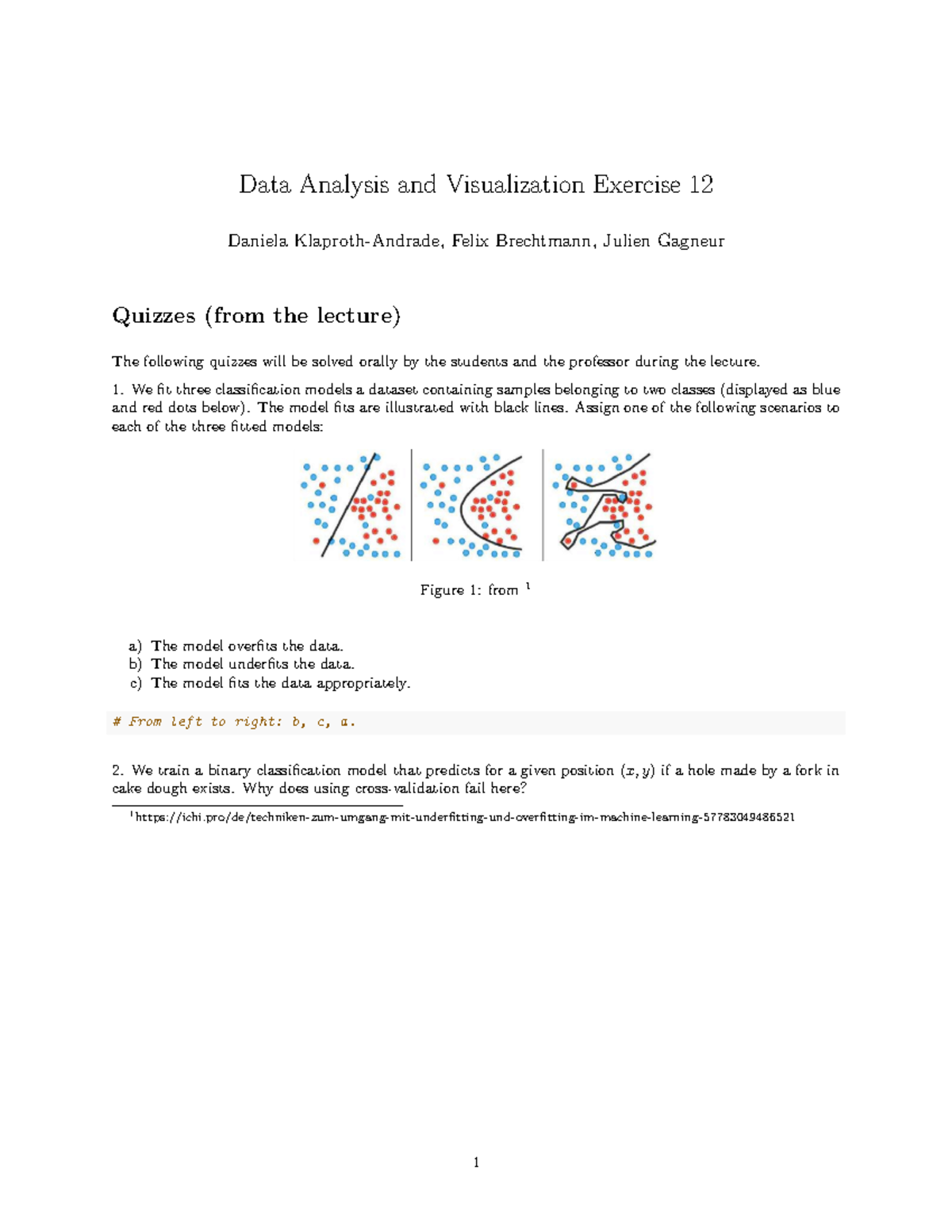 Exercise 12 solutions - Ubungsaufgaben - Data Analysis and Visualization Exercise 12 Daniela ...