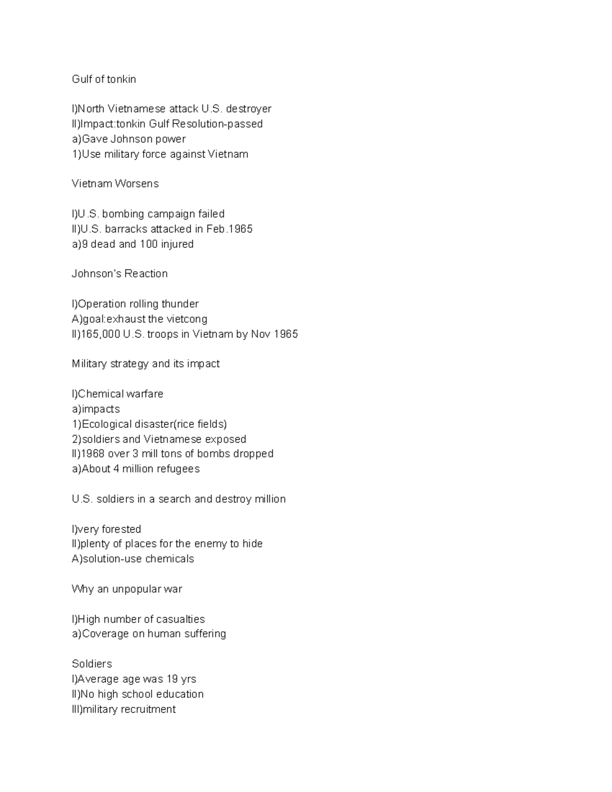 Untitled document - US History since 1865 - Gulf of tonkin l)North ...