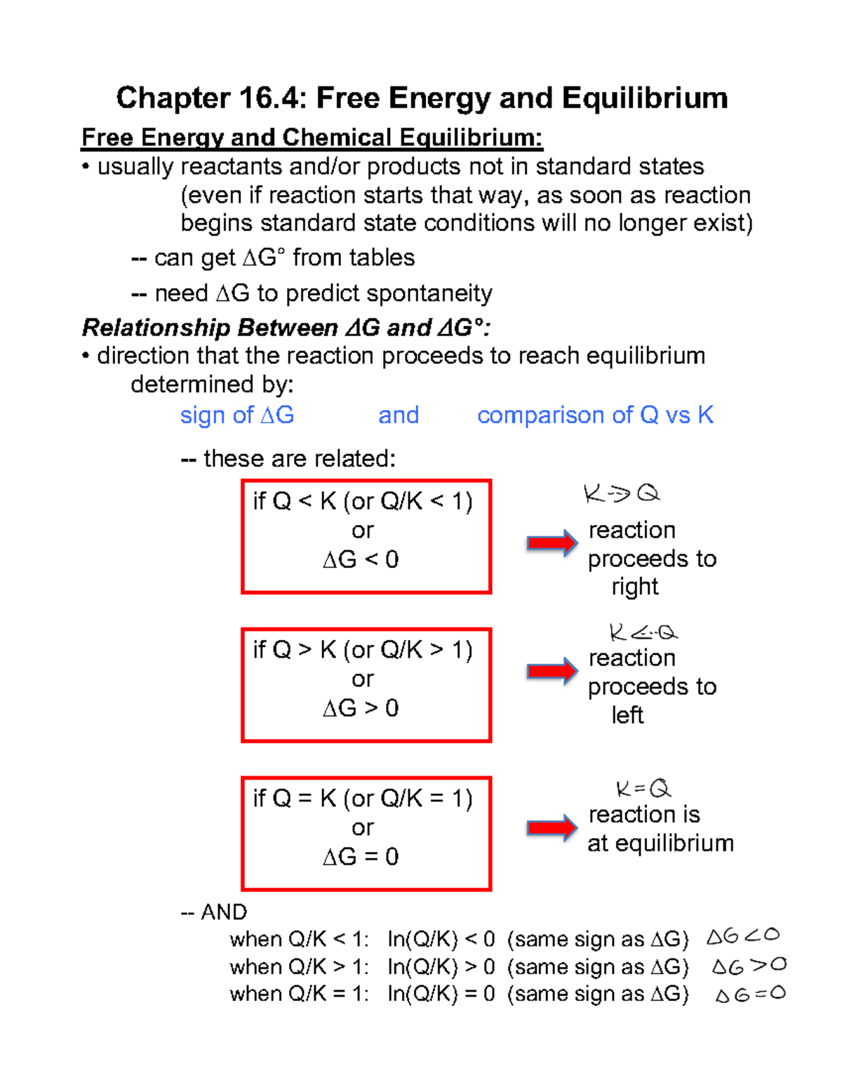 Chap 16.4 pt1 Free Energy and Equilibrium - Chapter 16: Free Energy and ...