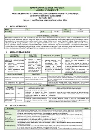 Sesion CCSS 1° SEC- Semana 01 UNI 2 Actualizado - SESIÓN DE APRENDIZAJE - ÁREA CURRICULAR ...