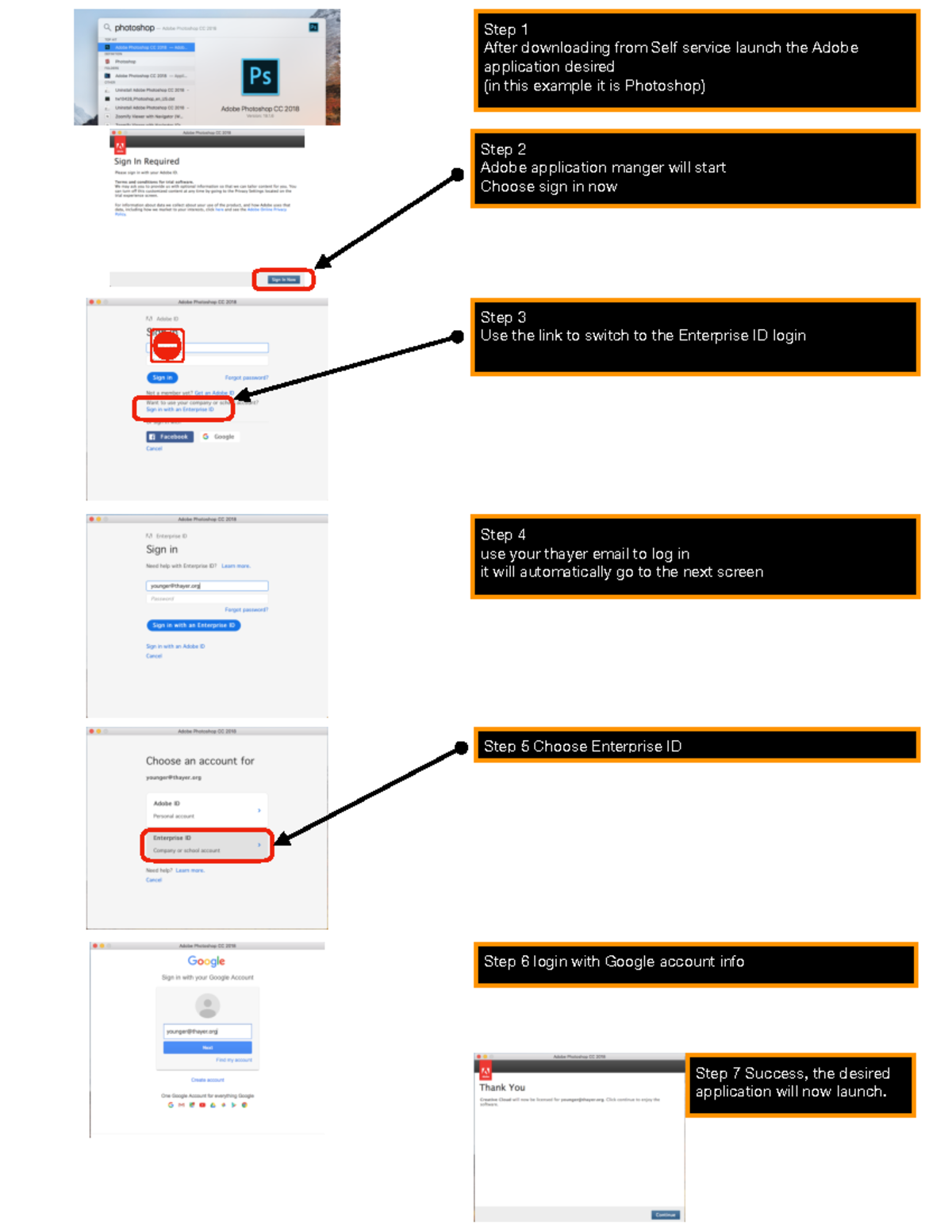 Adobe sign in instructions - Step 1 After downloading from Self service ...