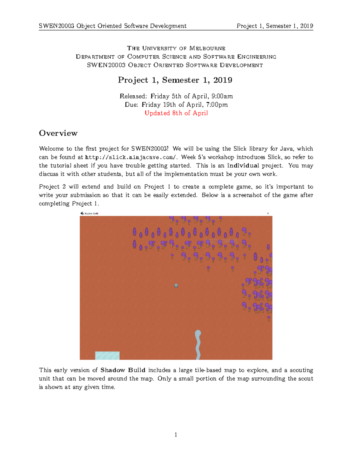 Project 1 - SWEN20003 Object Oriented Software Development Project 1, Semester 1, 2019 The - Studocu
