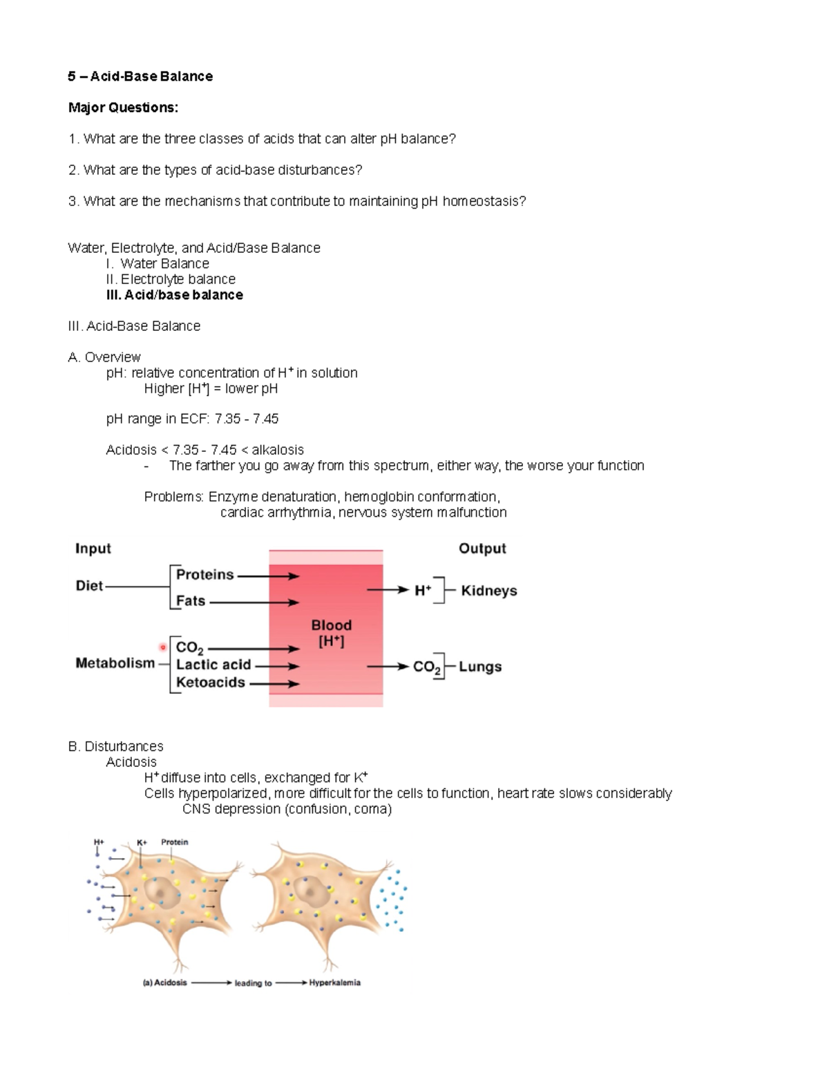Acid-base Balance - 5 – Acid-Base Balance Major Questions: What are the ...
