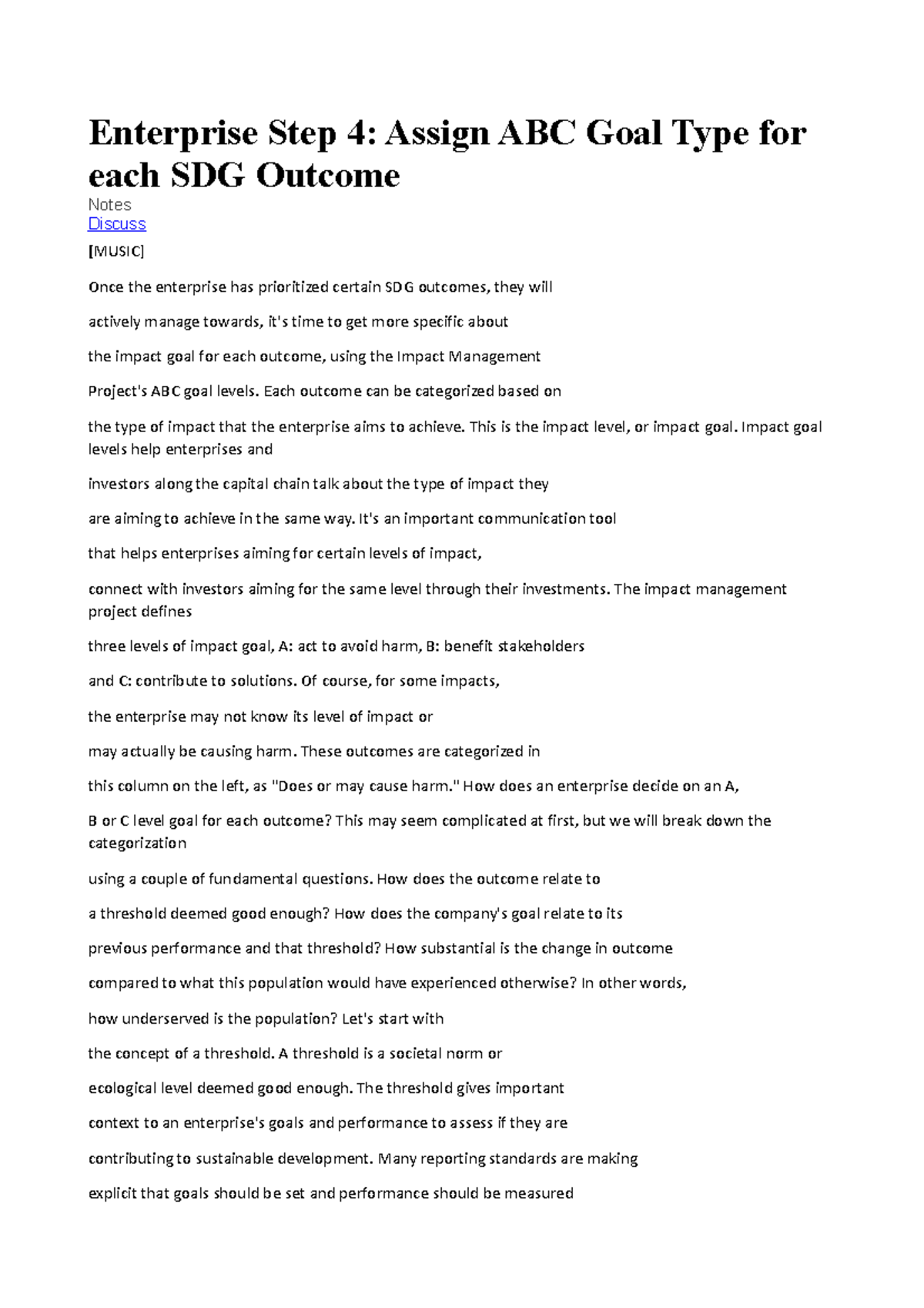 Enterprise Step 4 Assign ABC Goal Type for each SDG Outcome ...