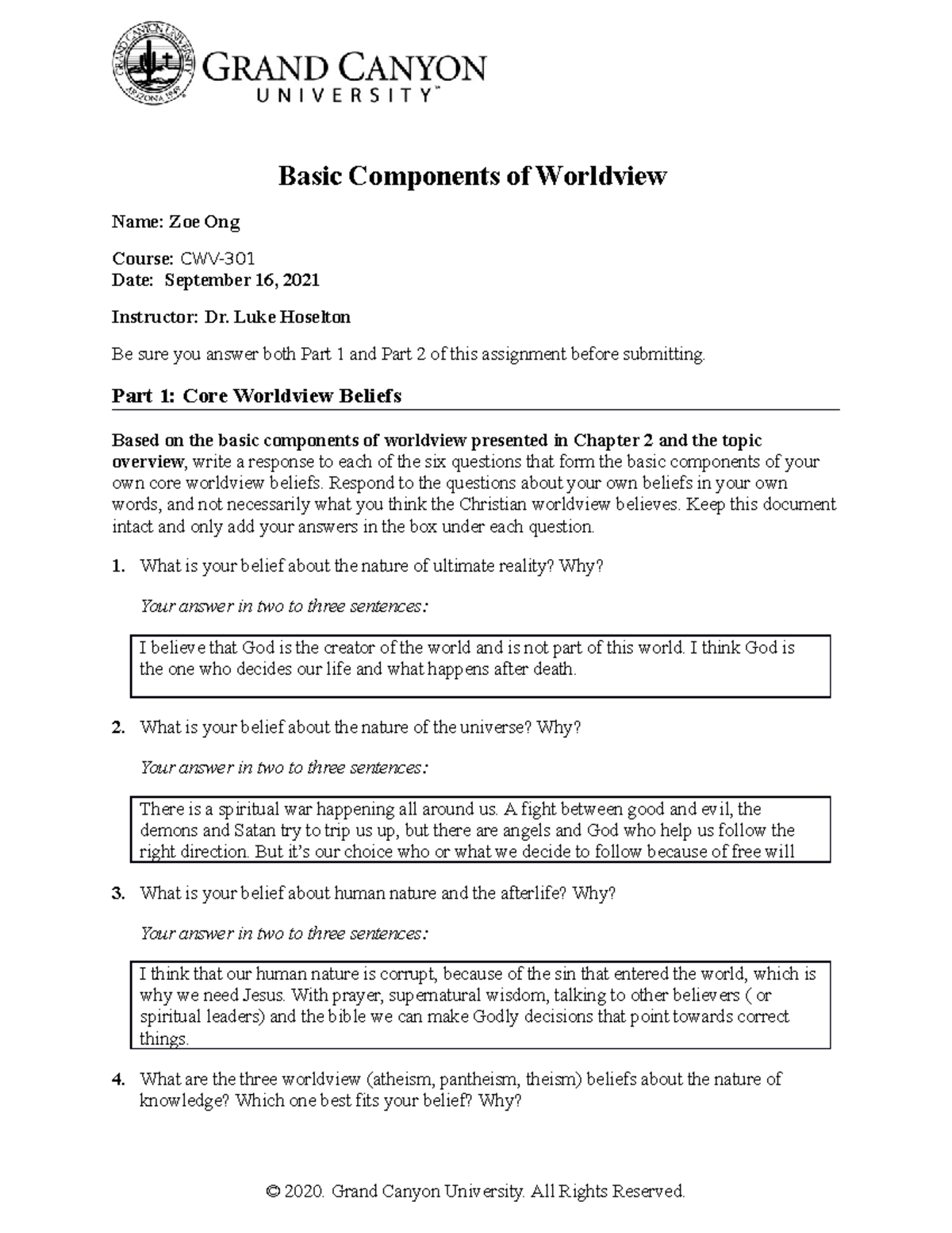 Basic Components Of Worldview Essay and answers - Basic Components of ...