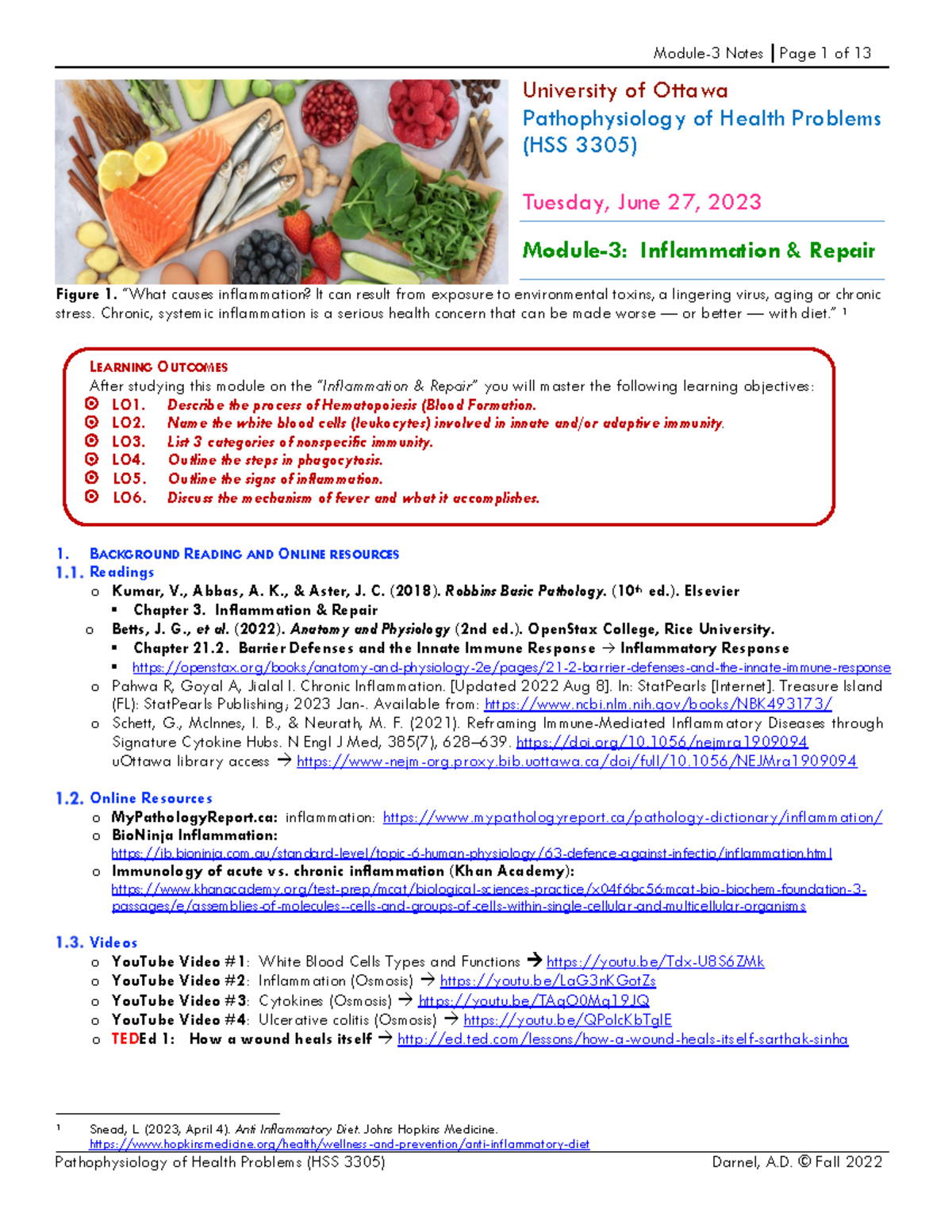 Module-3 (HSS3305) Summer 2023 - University of Ottawa Pathophysiology ...