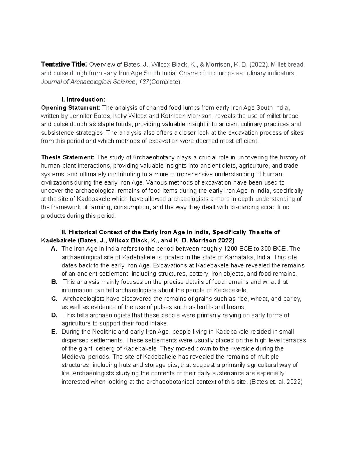AR101 Outline Annotated bibliography - Tentative Title: Overview of ...