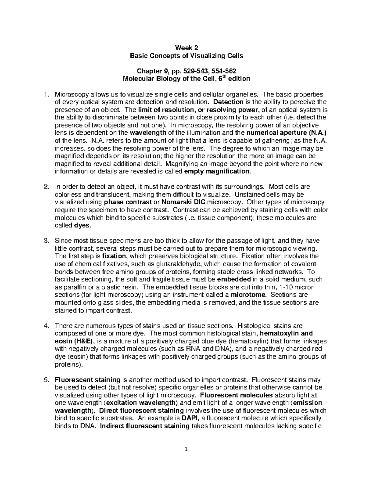 Biol4004 02 Basic Concepts 2016 1 Week 2 Basic Concepts Of Visualizing Cells Chapter 9 Pp