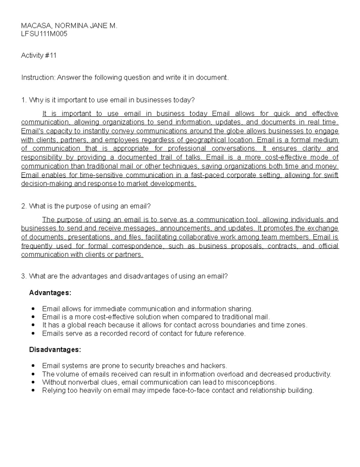 ACT 11 S Ofapp - activities - MACASA, NORMINA JANE M. LFSU111M Activity ...