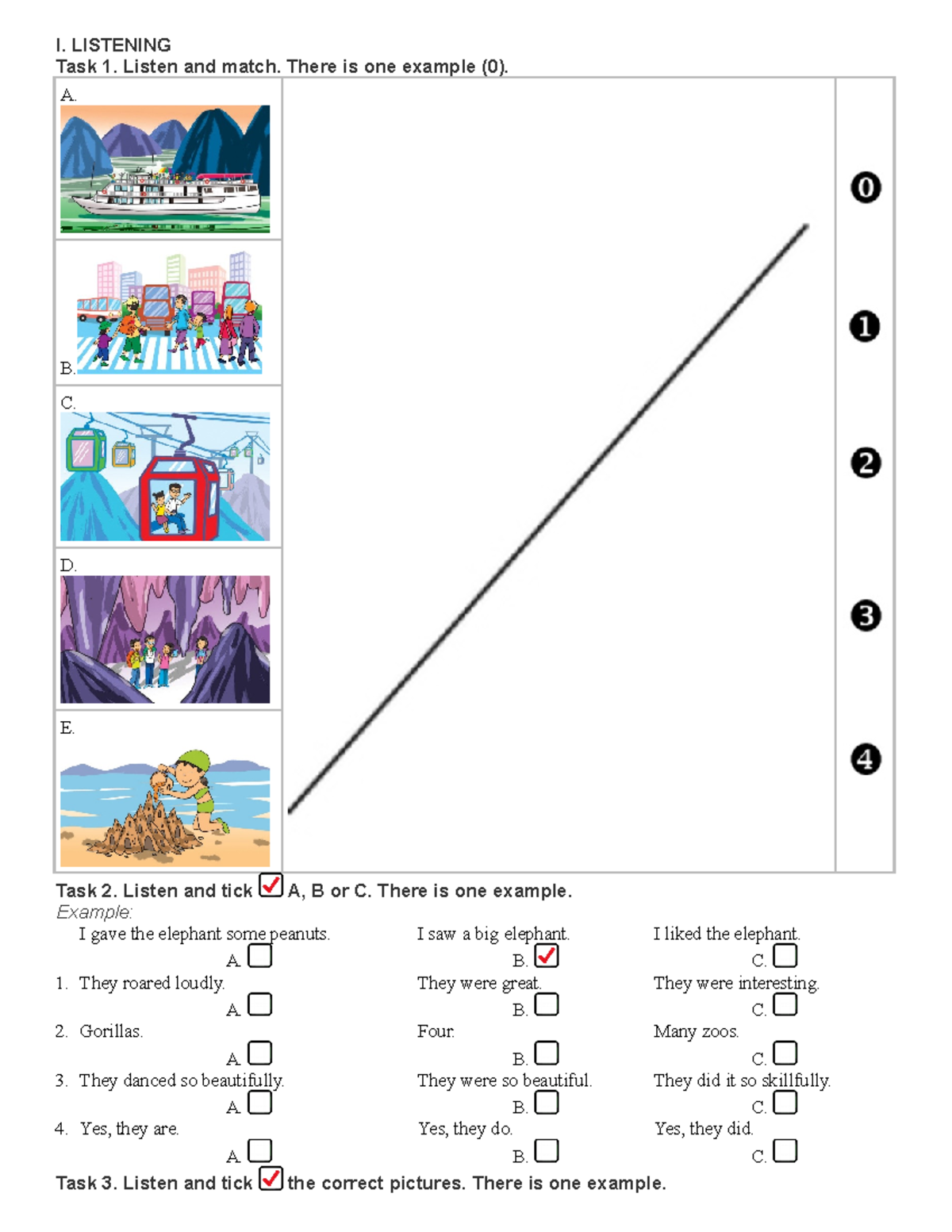 TA5 - hhhhhhhhhhhhhhhh - I. LISTENING Task 1. Listen and match. There ...