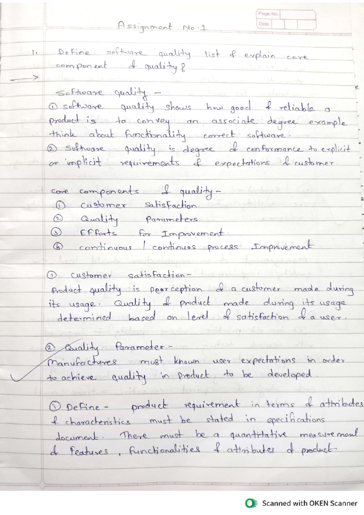 STQA assignment 1 & 2 - STQA - Page No. Assignment No 1 Date 1. Define software quality list ...