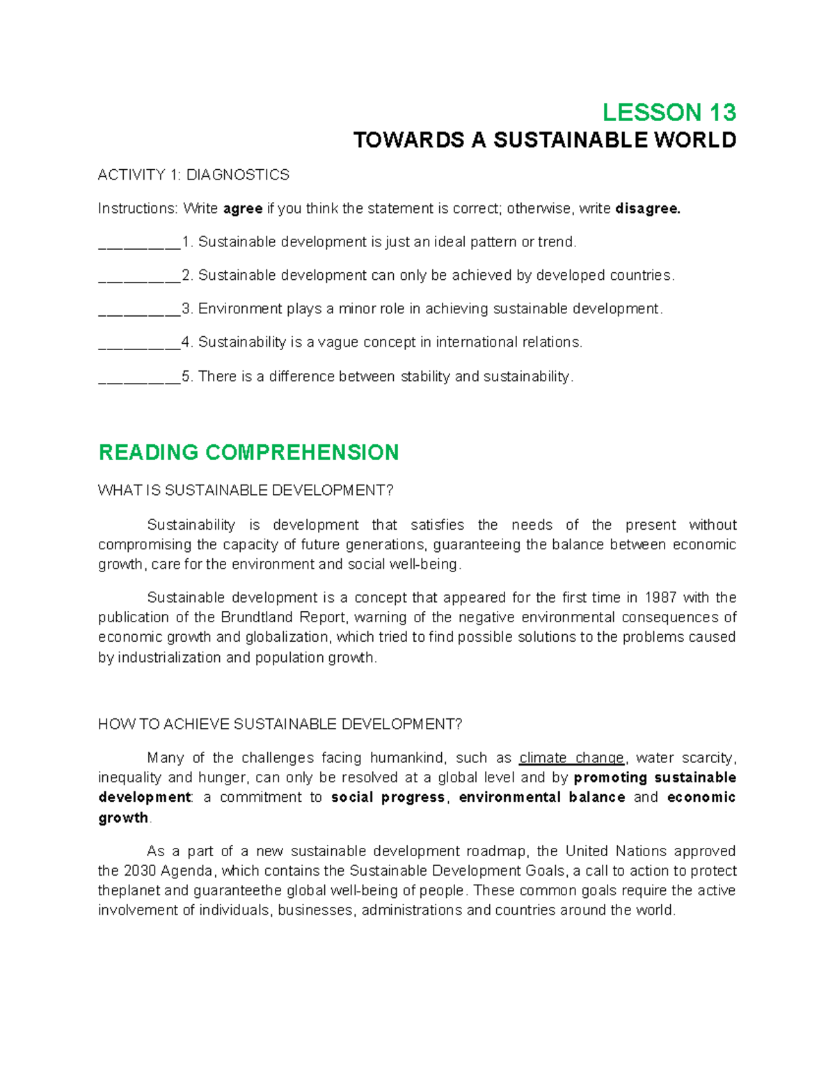 Lesson-13-GE3 - Anonymous - LESSON 13 TOWARDS A SUSTAINABLE WORLD ...