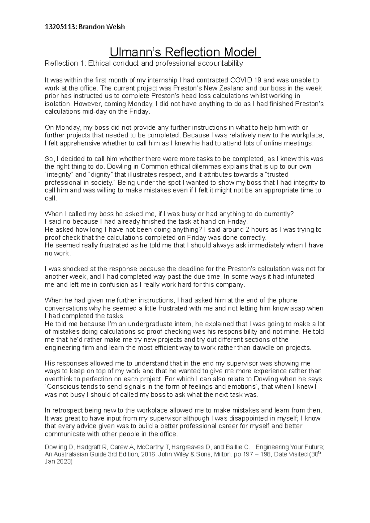 Ulmann Reflections Assessment 2 - 13205113: Brandon Welsh Ulmann’s ...