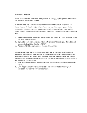 CHE 044 Lecture 3 - Lecture 3 conservative force m F m . a av mg m g dt L, dv 1 m dv2 at 2 dt ...