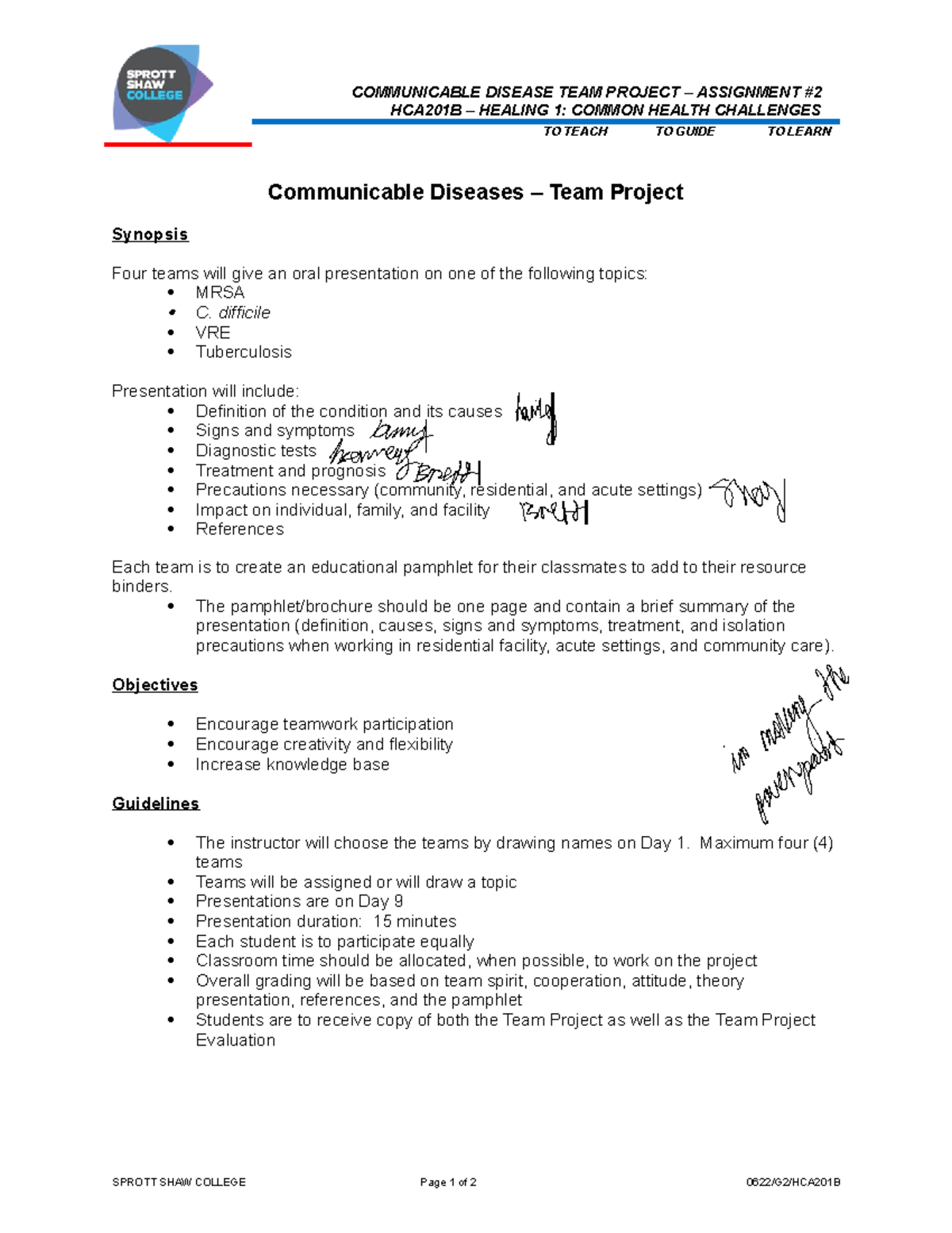 HCA201B - Assignment #2 - June 2022 - COMMUNICABLE DISEASE TEAM PROJECT ...