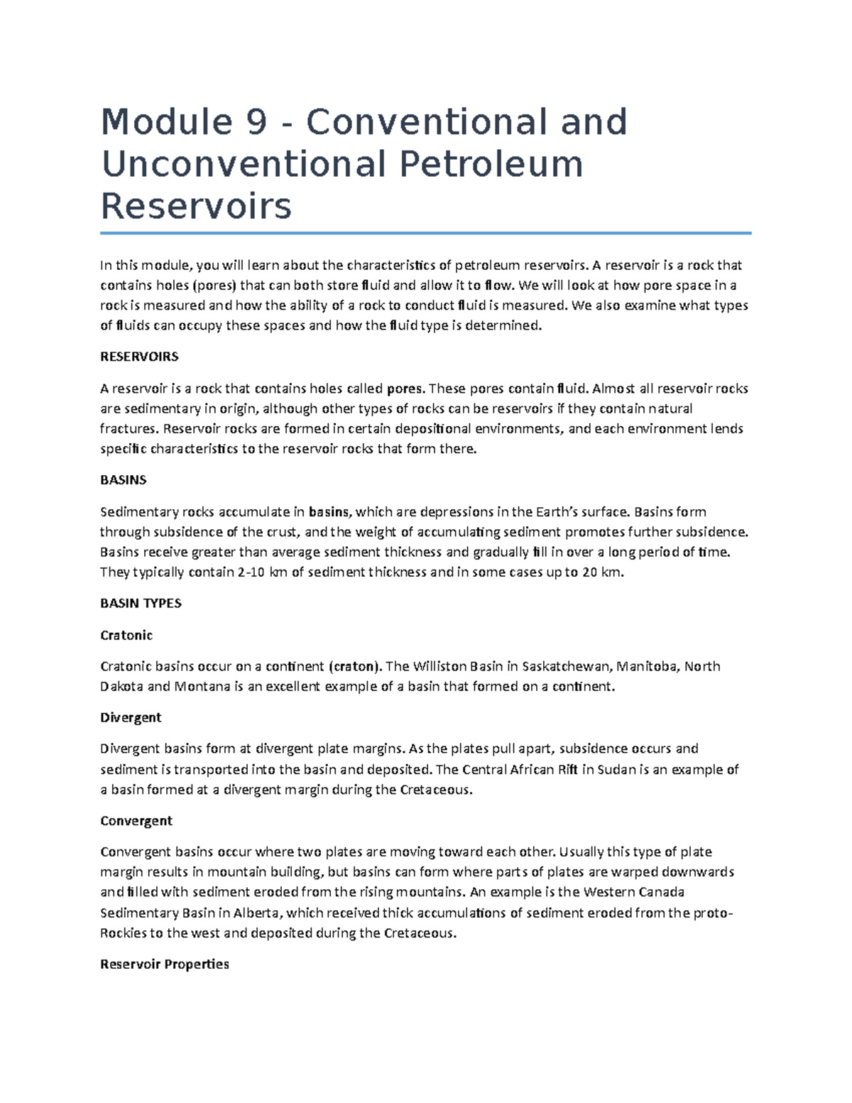 Conventional and Unconventional Petroleum Reservoirs - GEOL 203 - SAIT ...