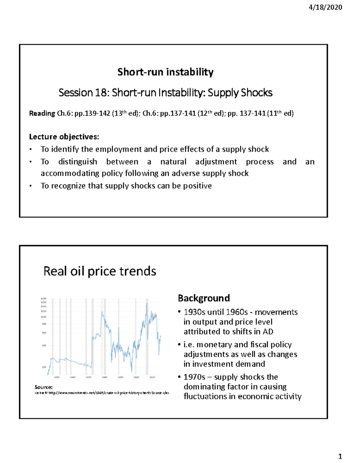 Session 18 - Short-run instability Session 18 : Short-run Instability ...
