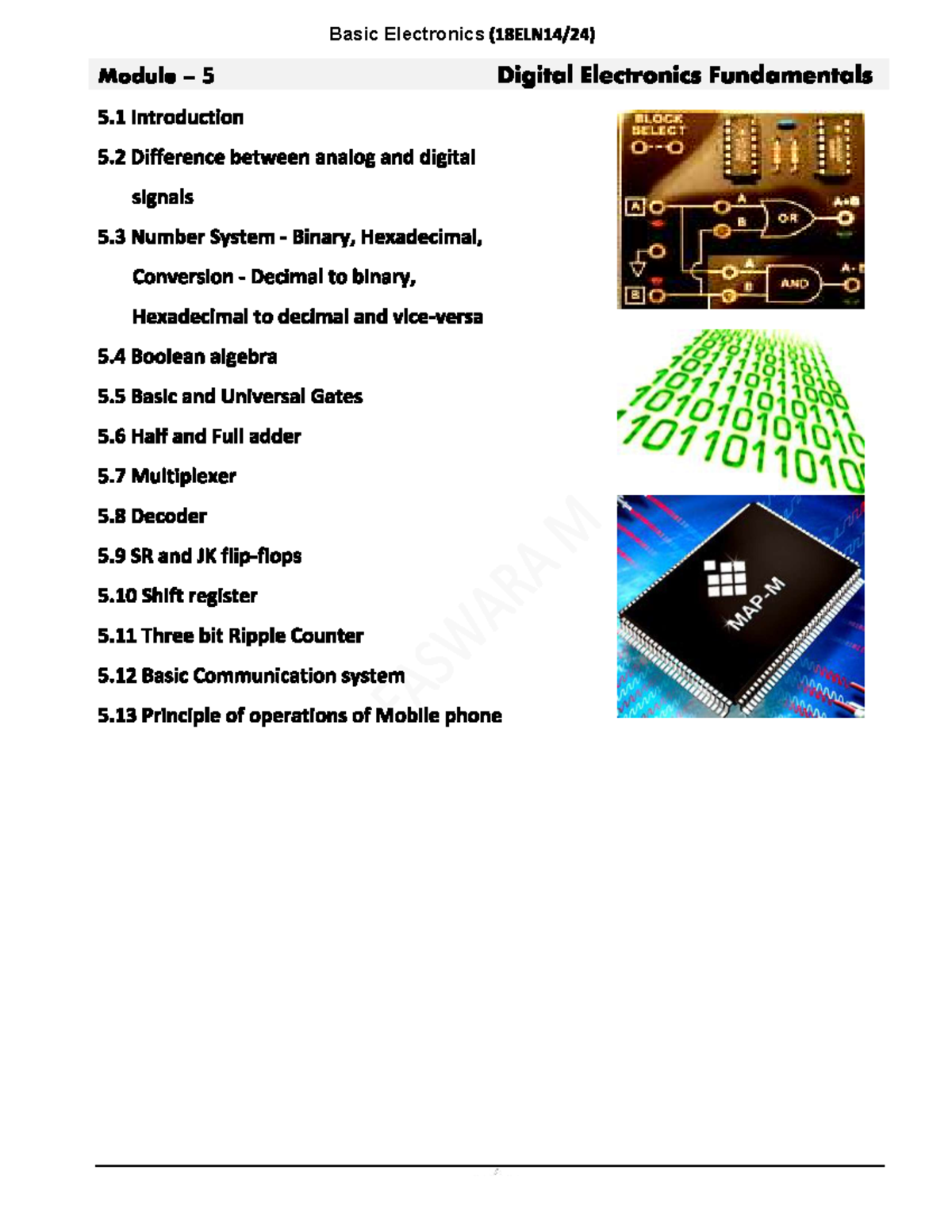 Electronics and communication module 5 notes - Digital Electronics is a ...