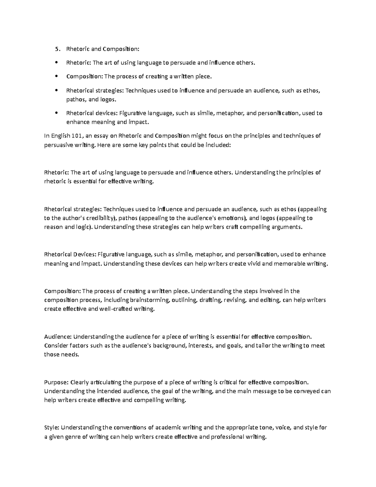 Rhetoric and Composition - Rhetoric and Composition: Rhetoric: The art ...