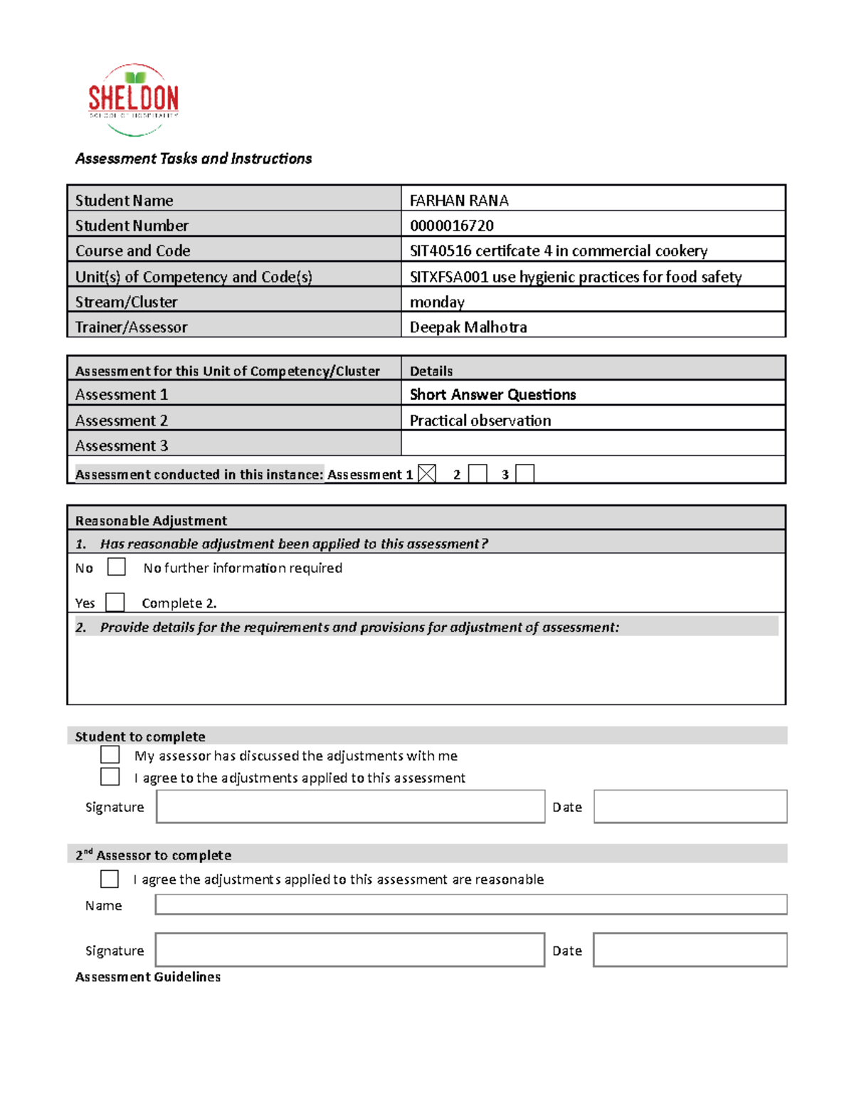 Farhan RANA Sitxfsa 001 - Assessment Tasks and Instructions Student ...