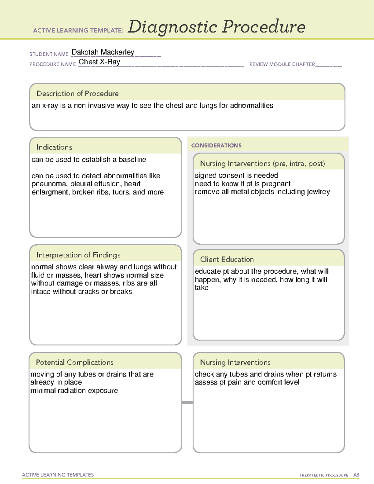 Chect X-Ray Learning Templete - Studocu