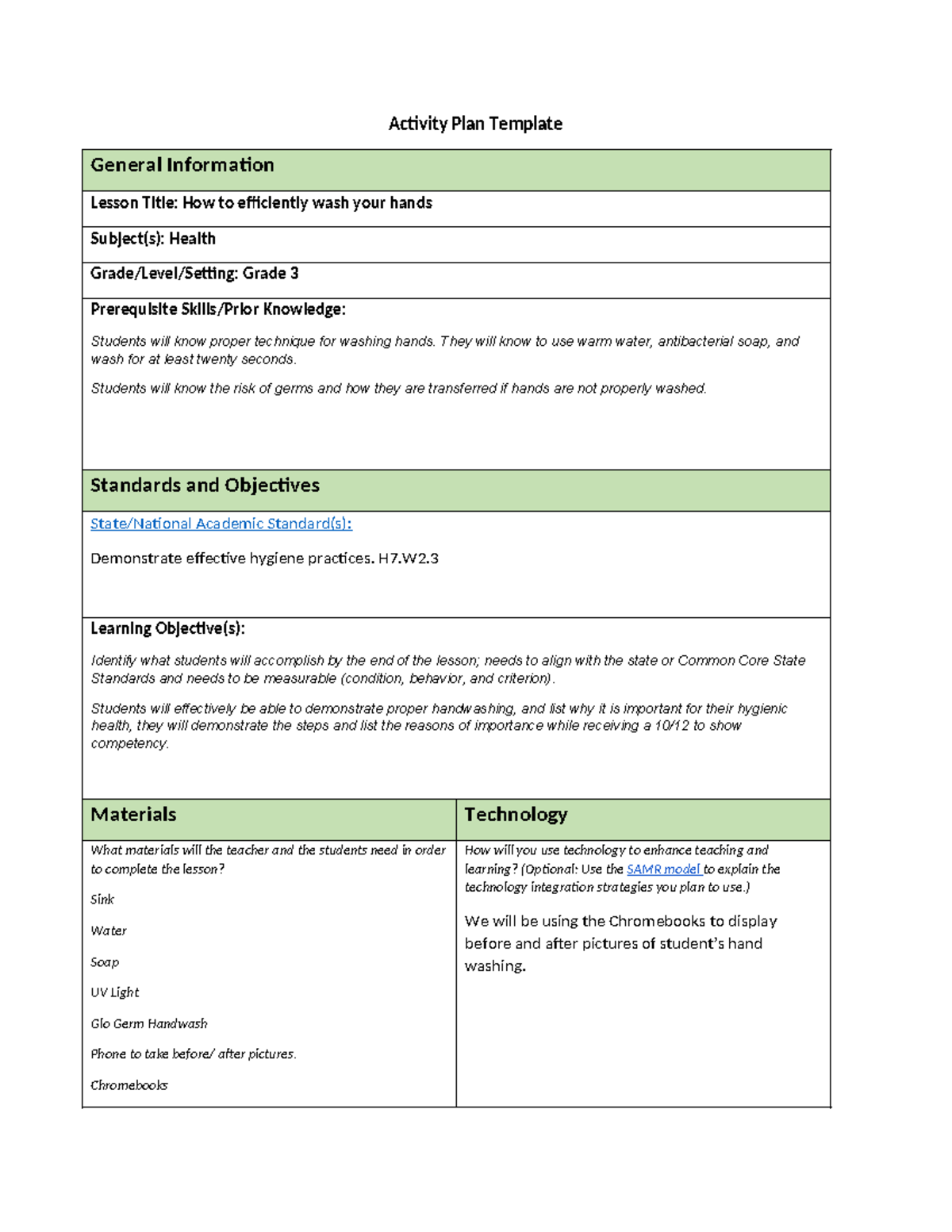Activity Plan Template - Activity Plan Template General Information ...