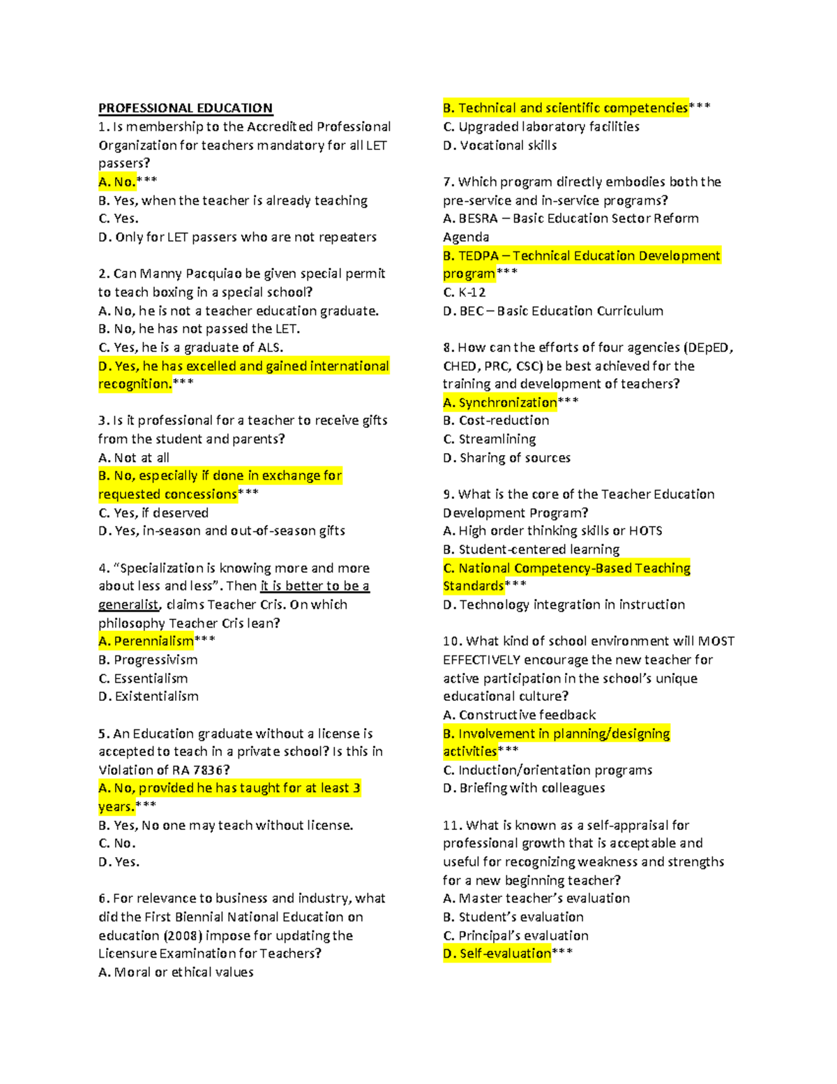 Prof-ed-free - PROF-ED - PROFESSIONAL EDUCATION Is membership to the ...