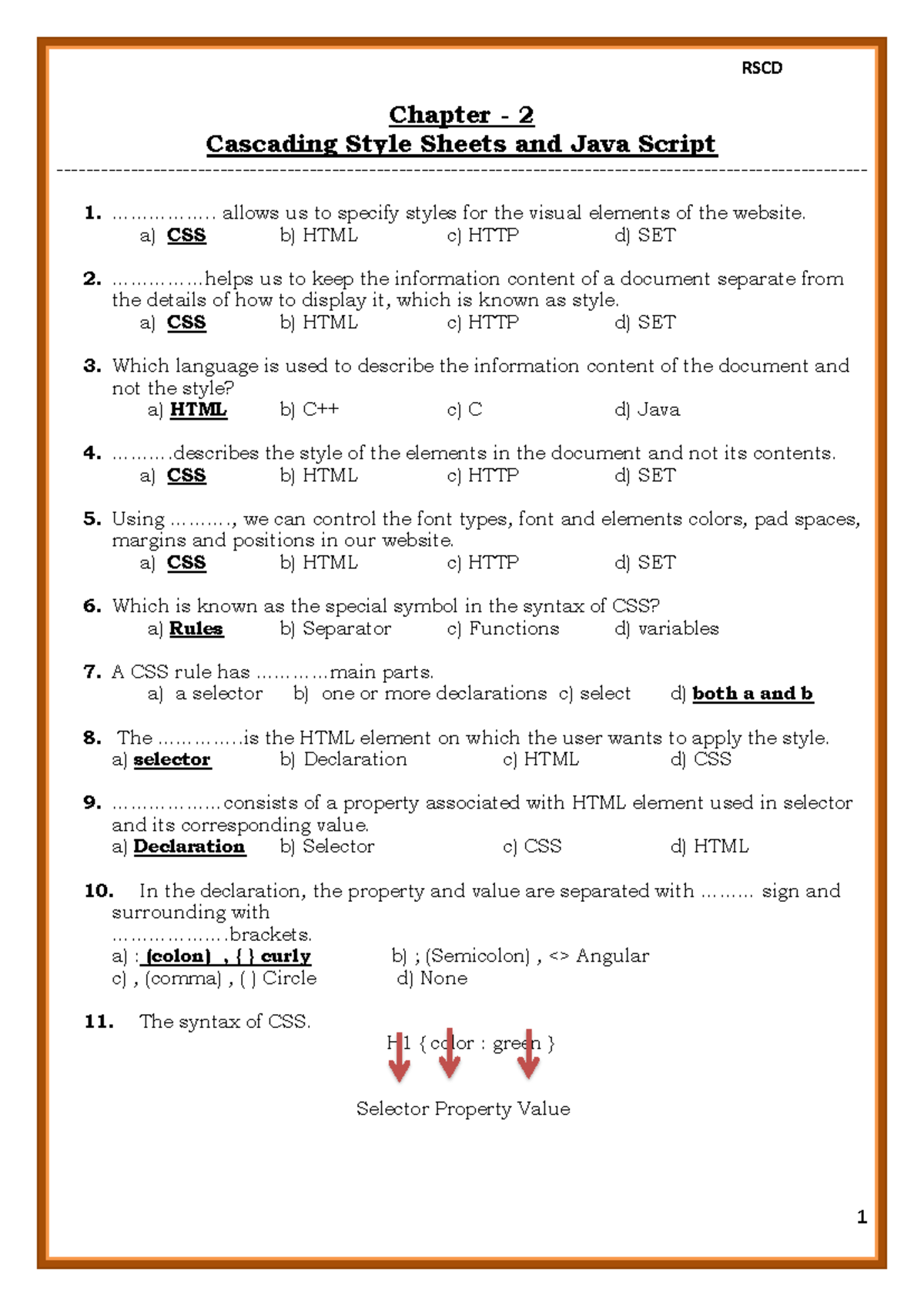 Std12e-ch2 - bca - Chapter - 2 Cascading Style Sheets and Java Script - ................. allows ...