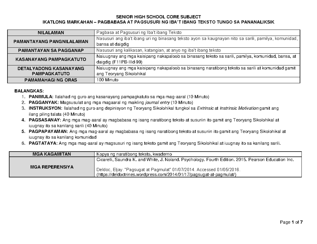 09 Pagbasa Tungo sa Pananaliksik - IKATLONG MARKAHAN – PAGBABASA AT ...