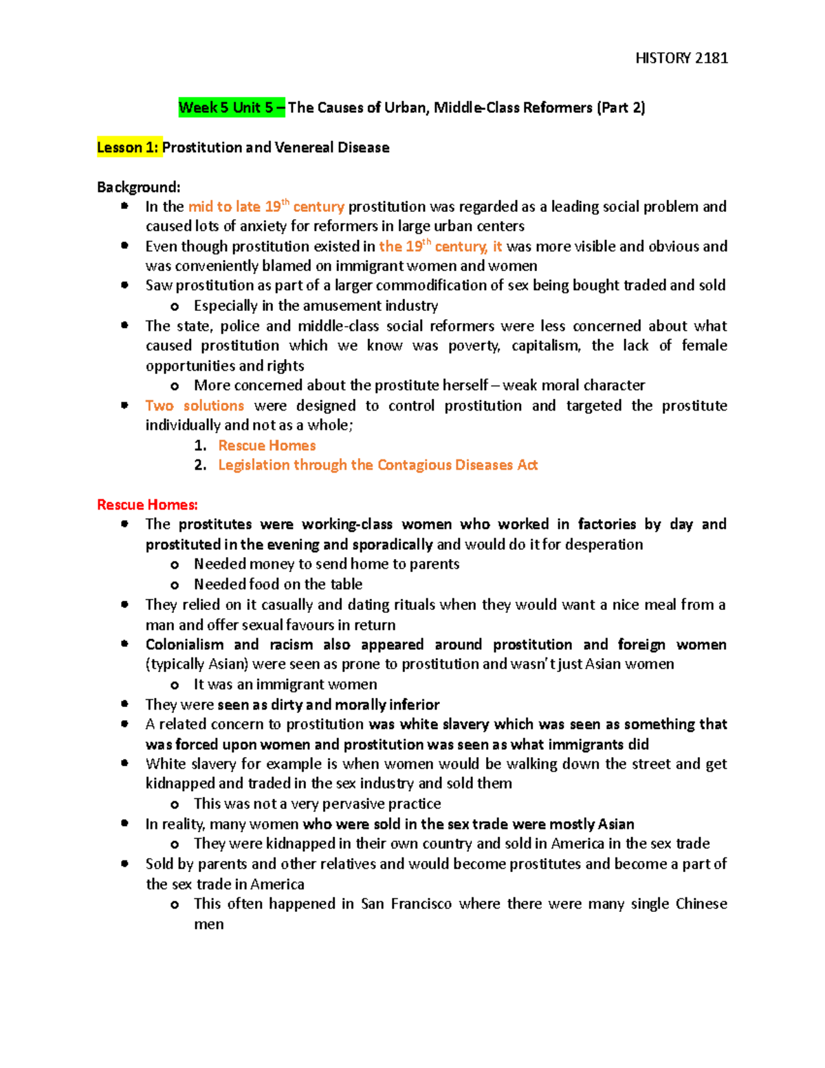 History 2181 Week 5 - Week 5 Unit 5 – The Causes of Urban, Middle-Class ...