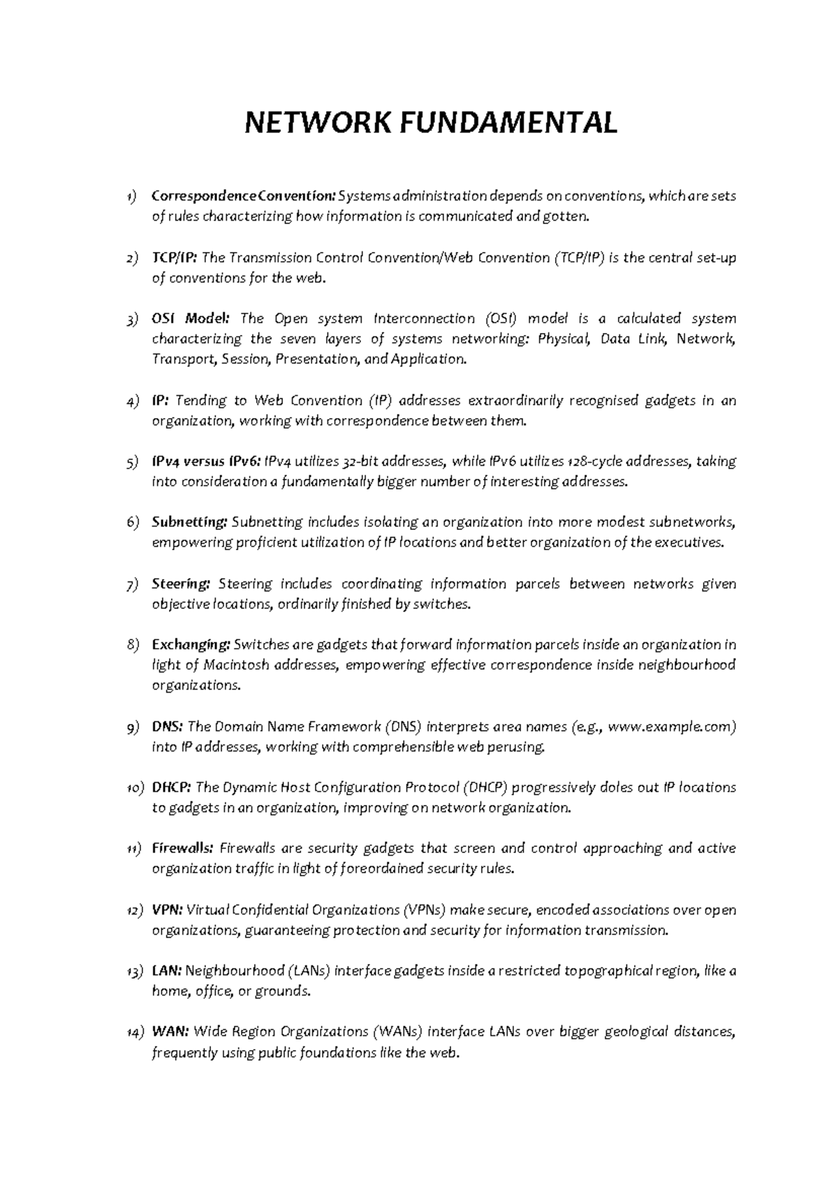 Network Fundamental - NETWORK FUNDAMENTAL Correspondence Convention ...