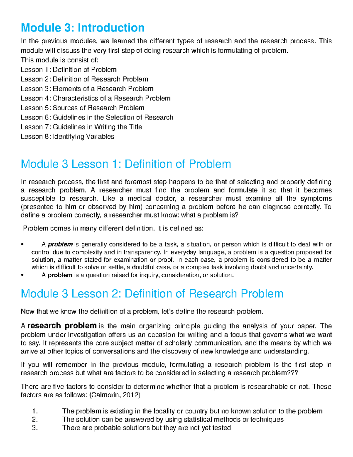Module 3 Lesson 1- 8 - Module 3: Introduction In the previous modules ...