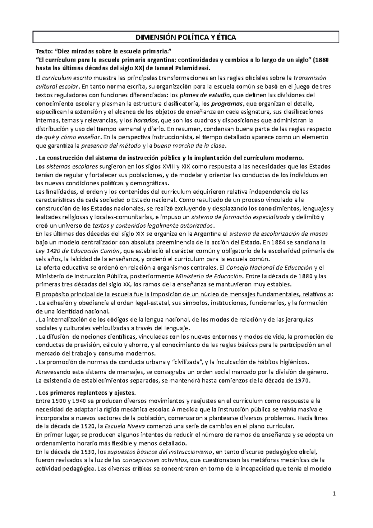 Dimensión política - Resumen Didactica y curriculum - Y Texto: miradas ...